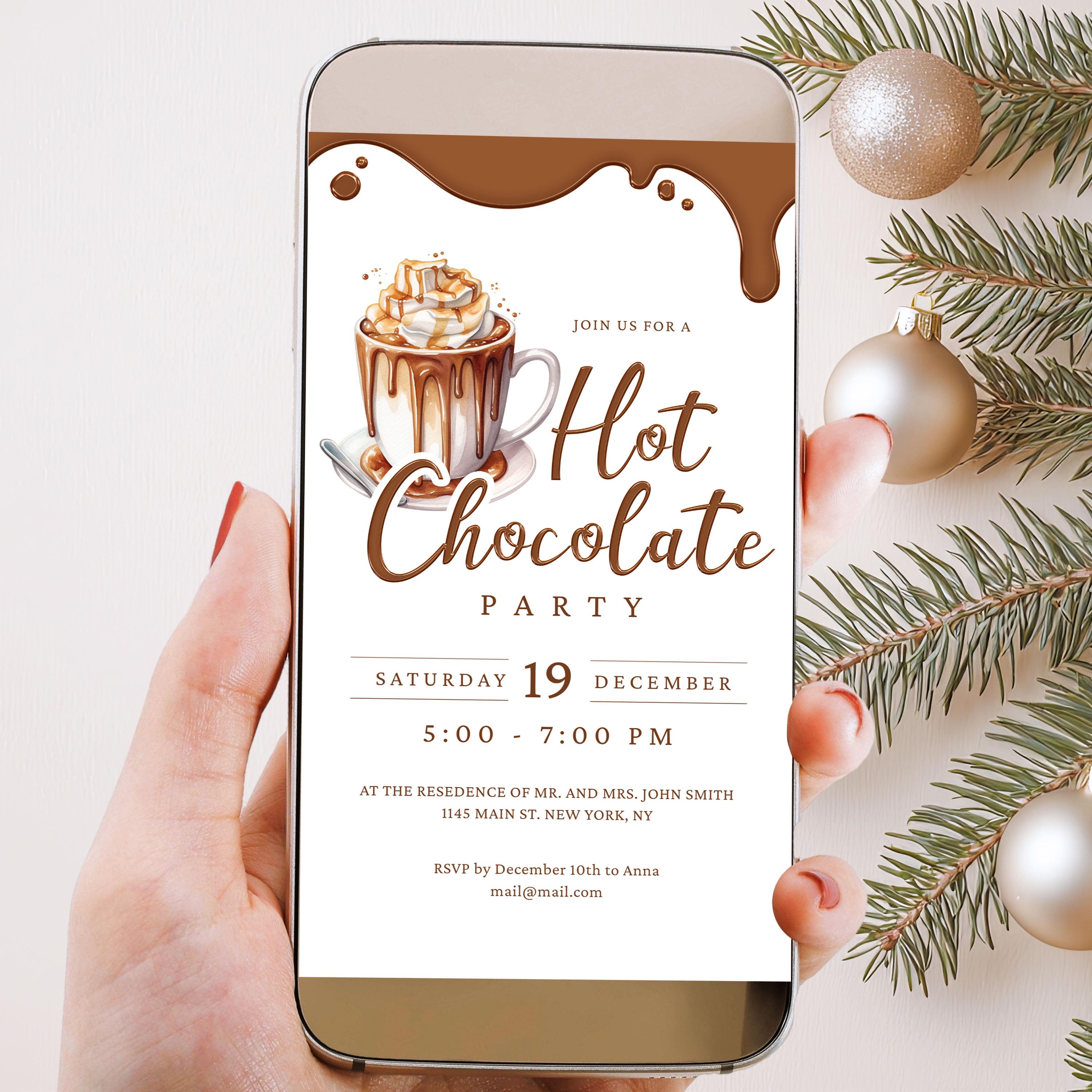Hot Chocolate Party Invitation Editable Template, Birthday Party Invite ...