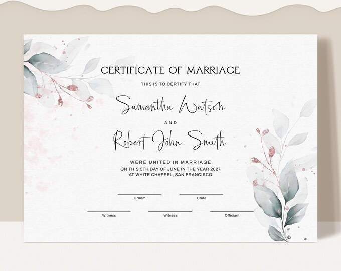 Gothic Commitment Ceremony Certificate Template Twin Flames Marriage ...