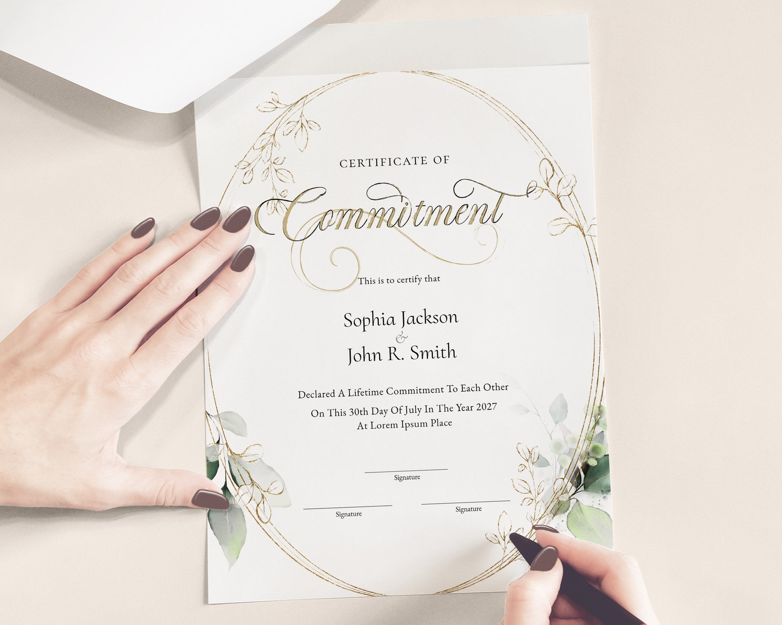 Commitment Certificate Template Editable Printable - Etsy