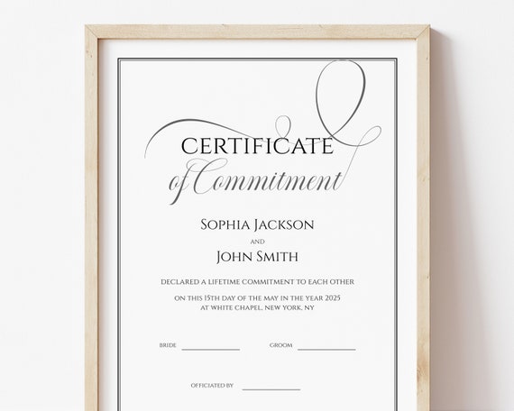Printable Commitment Certificates Certificate Of Commitment Template