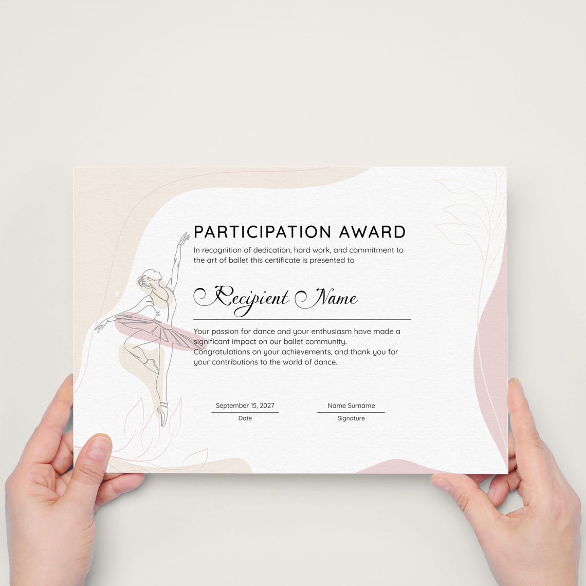 Editable Ballet Awards Certificate Template, Ballet Dancer Award ...
