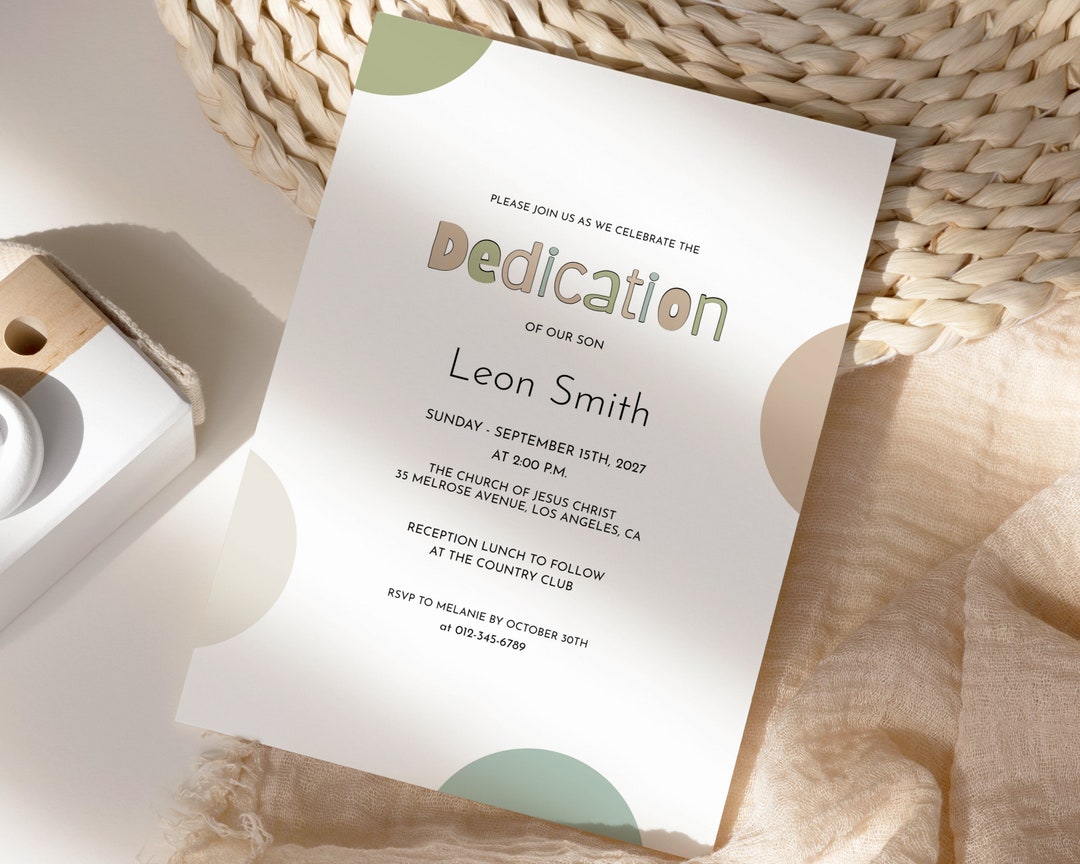 Dedication Christening Baptism Invitation Template, Editable Invite ...