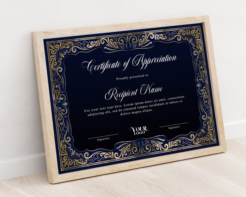 Appreciation Certificate Template Editable Printable Royal - Etsy