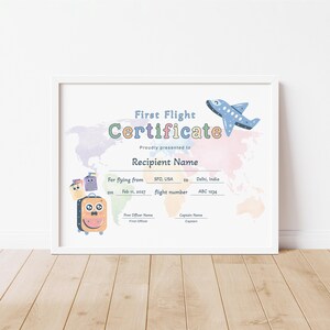 Editable My First Flight Certificate Template Award Certificate for ...