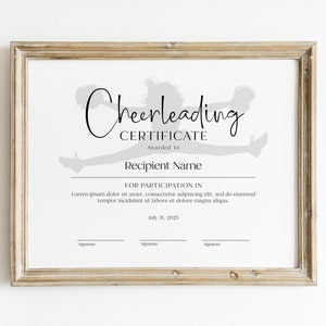 Cheerleading Participation Certificate Template, Editable Printable ...