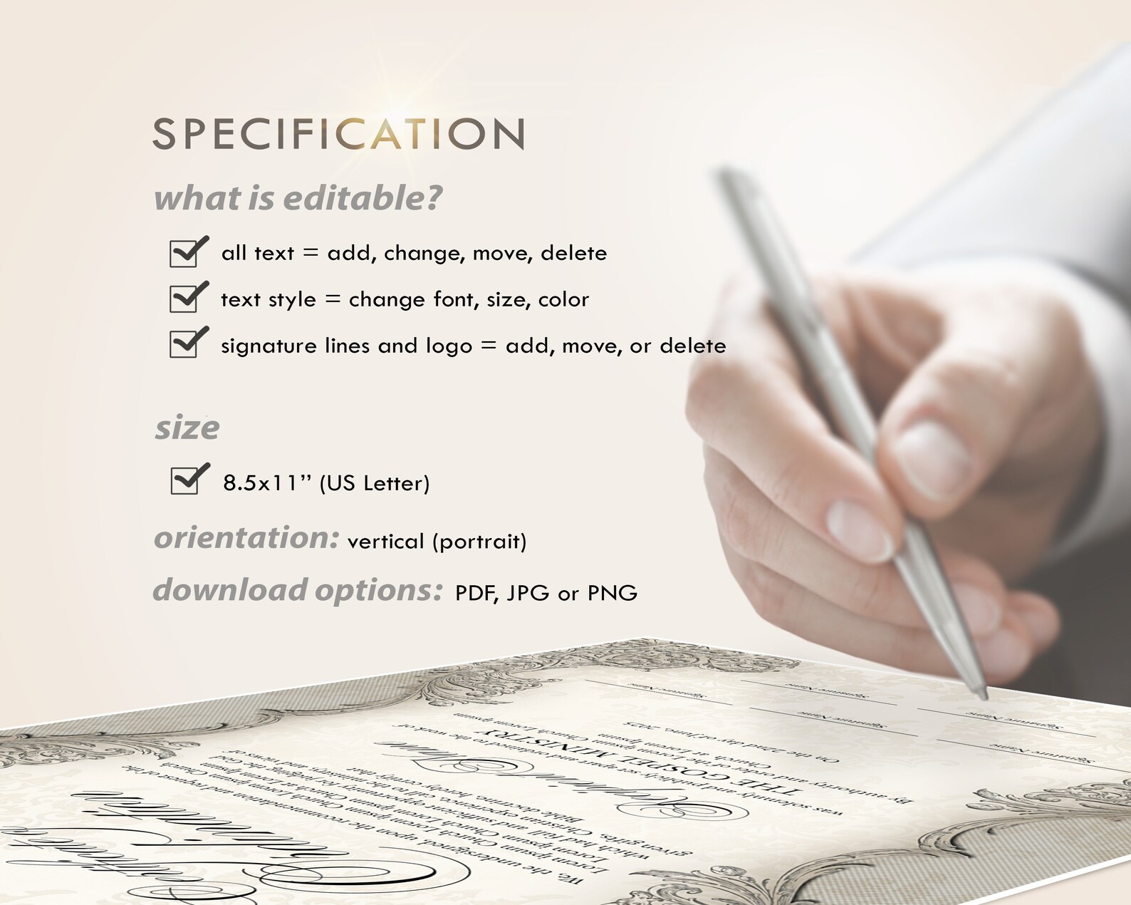 Editable Ordination Certificate Template Printable - Etsy