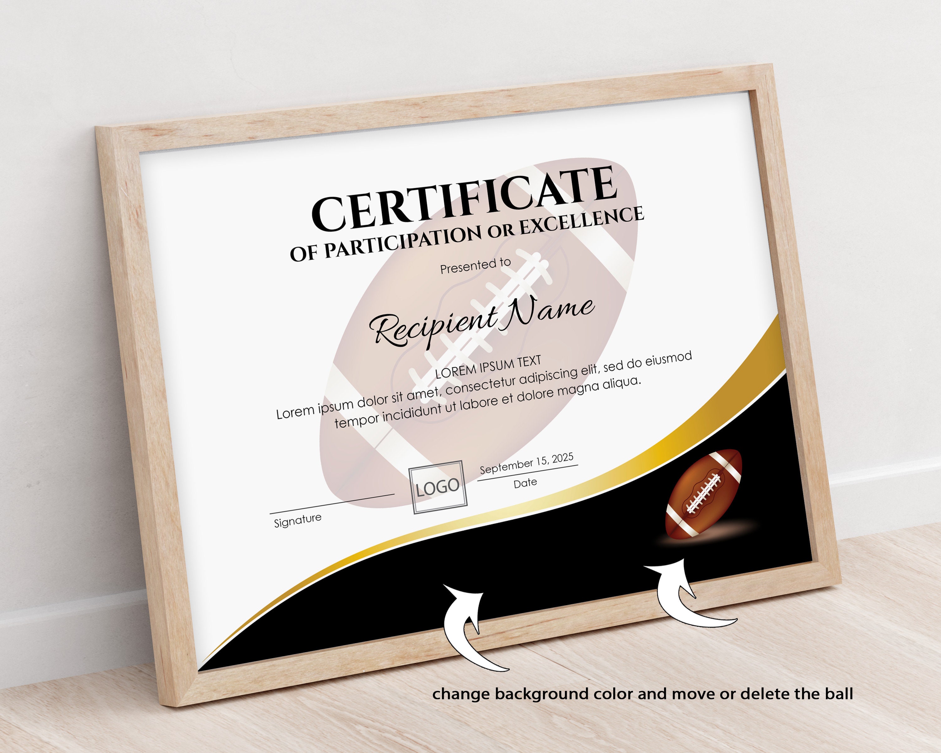 Editable American Football Certificate Template Sports - Etsy