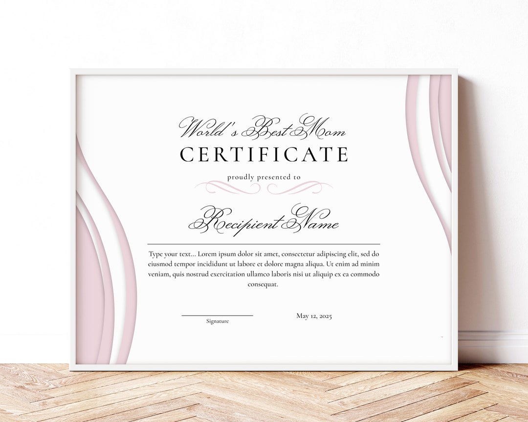 Editable Best Mom Award Certificate Template, Gift for Mothers Day ...