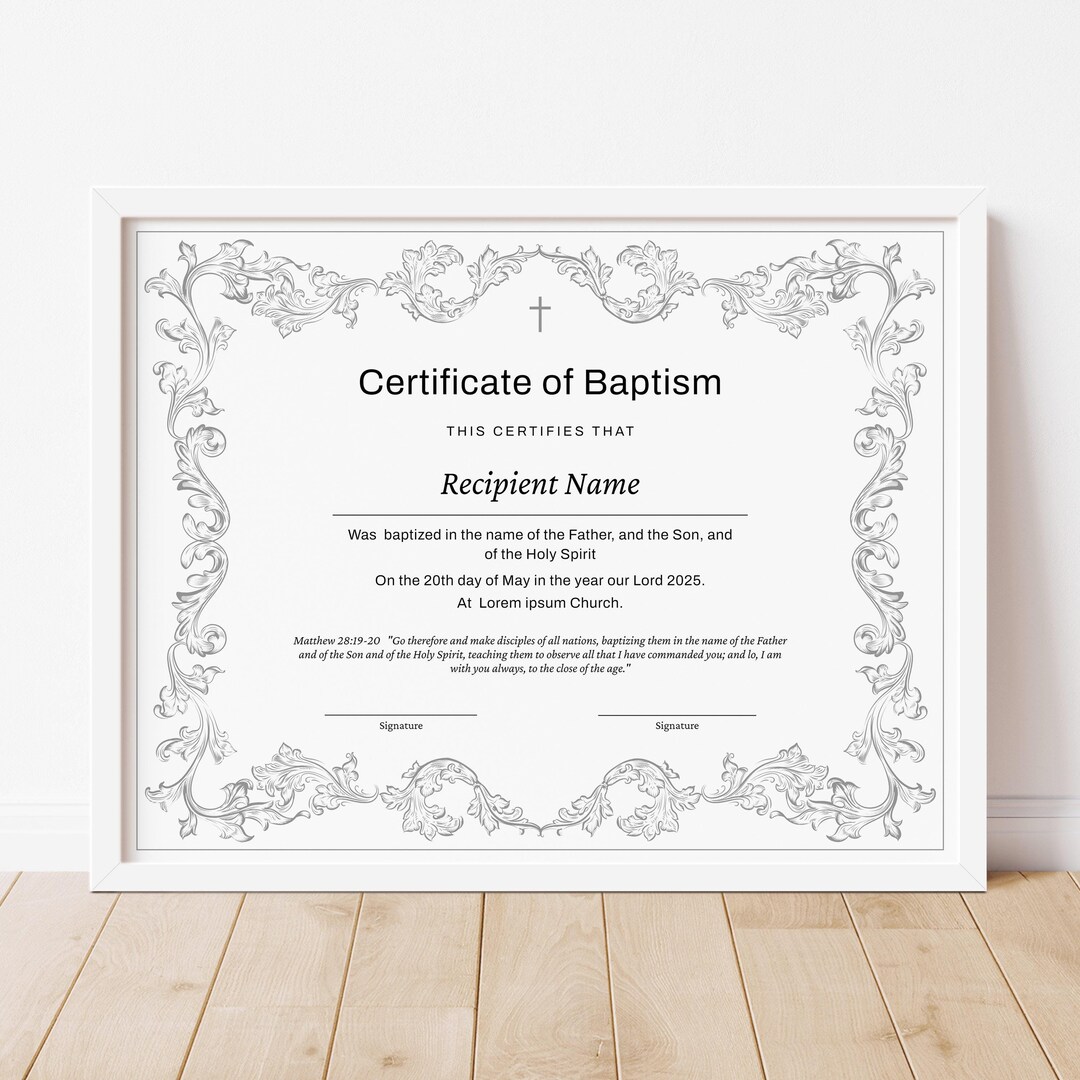 Baptism Certificate Template Editable Certificate of Baptism ...