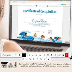 EDITABLE Swimming Certificate Template Sports Certificate - Etsy