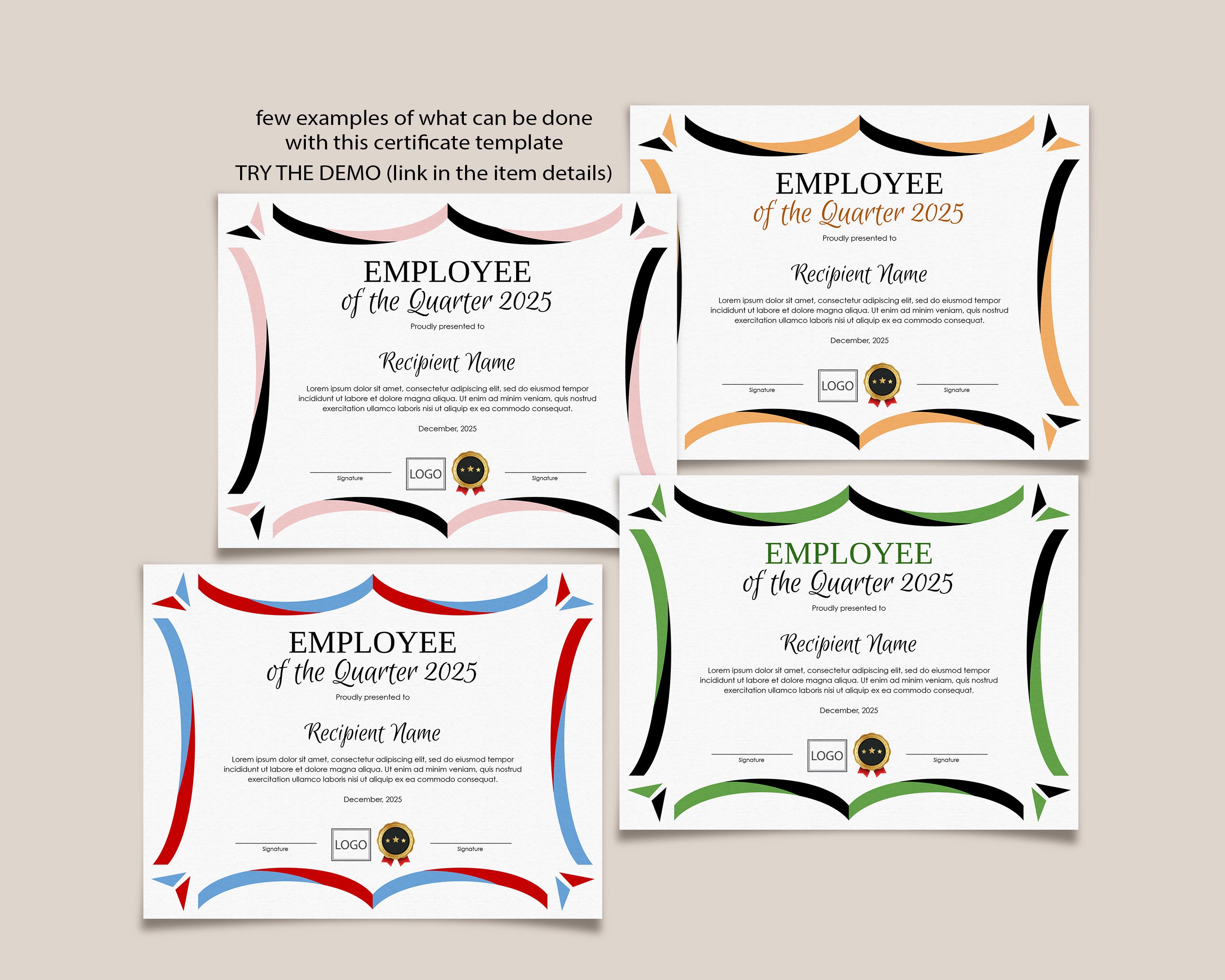 Editable Employee of the Quarter Printable Employee Gift - Etsy