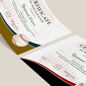 Editable Baseball Certificate Template, Sports Certificate Award ...