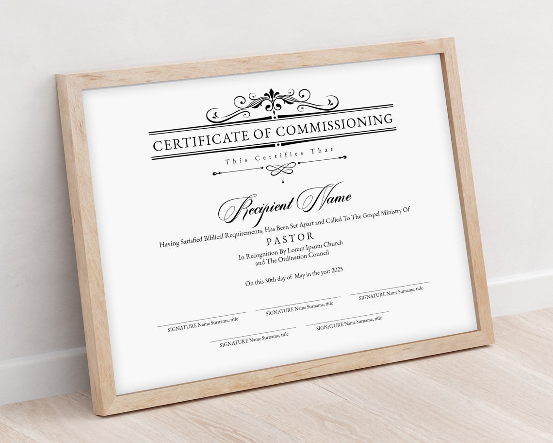 Editable Certificate of Commissioning Printable Commissioning - Etsy