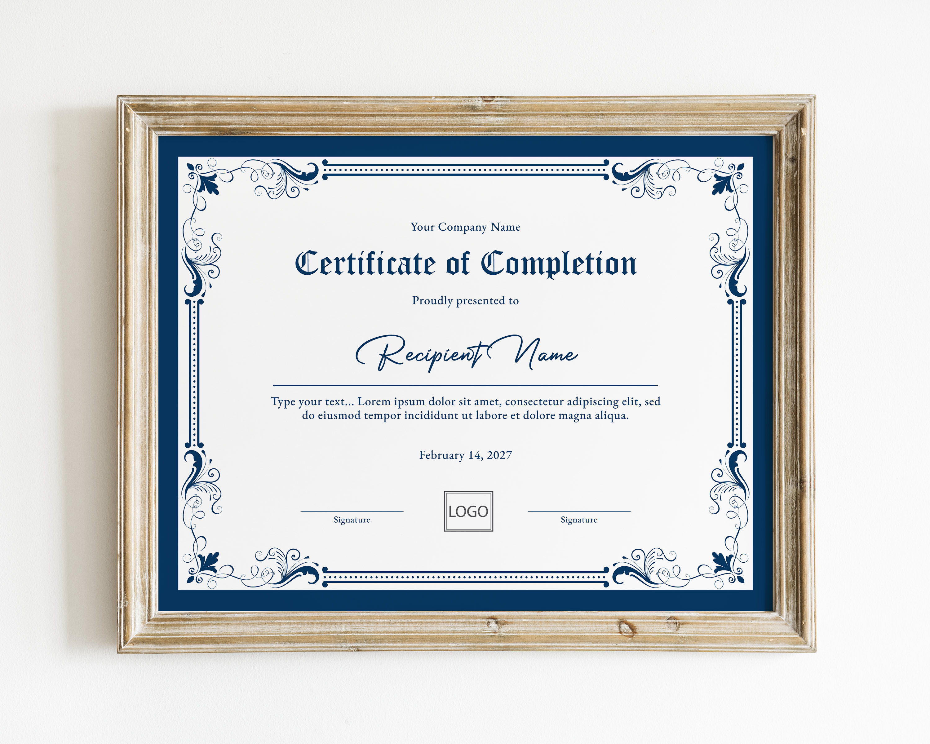Certificate Of Completion Template Blue