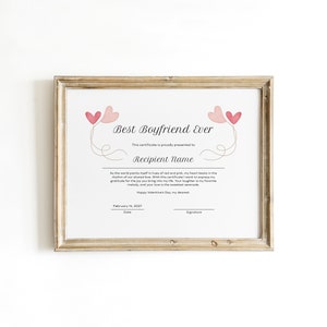 Best Boyfriend Ever Personalized Valentines Day Gift for Him, Love ...