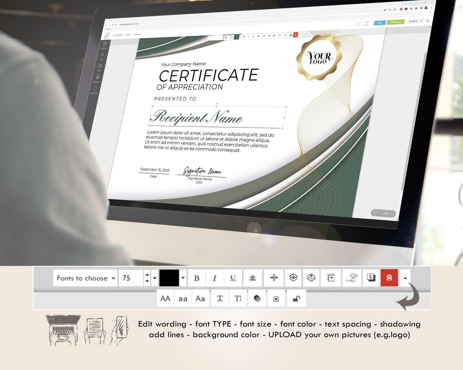 Modern Sage Green Certificate of Appreciation Printable - Etsy