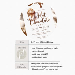 Hot Chocolate Party Invitation Editable Template, Birthday Party Invite ...