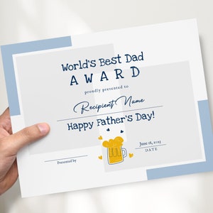 Father's Day Personalized Gift for Dad World's Best Dad Award ...