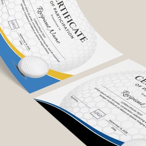 EDITABLE Golf Certificate Template, Sports Certificate Award, Printable ...