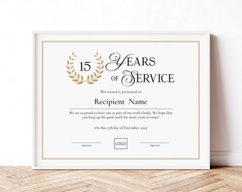 5 Years of Service Anniversary Award Certificate of Appreciation ...
