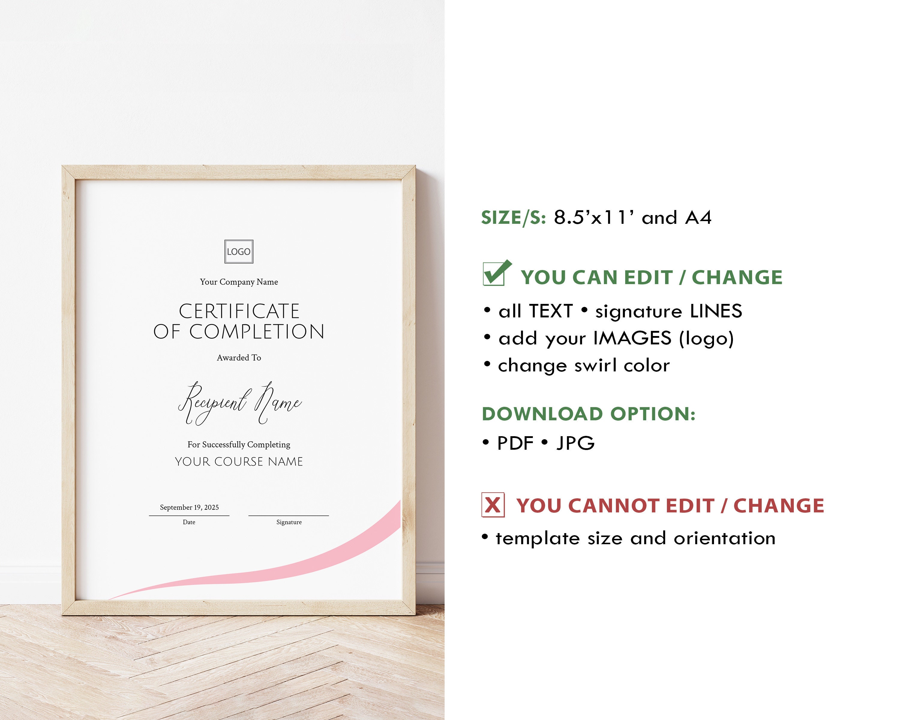 Editable Certificate of Completion, Printable Lash Course Certificate ...