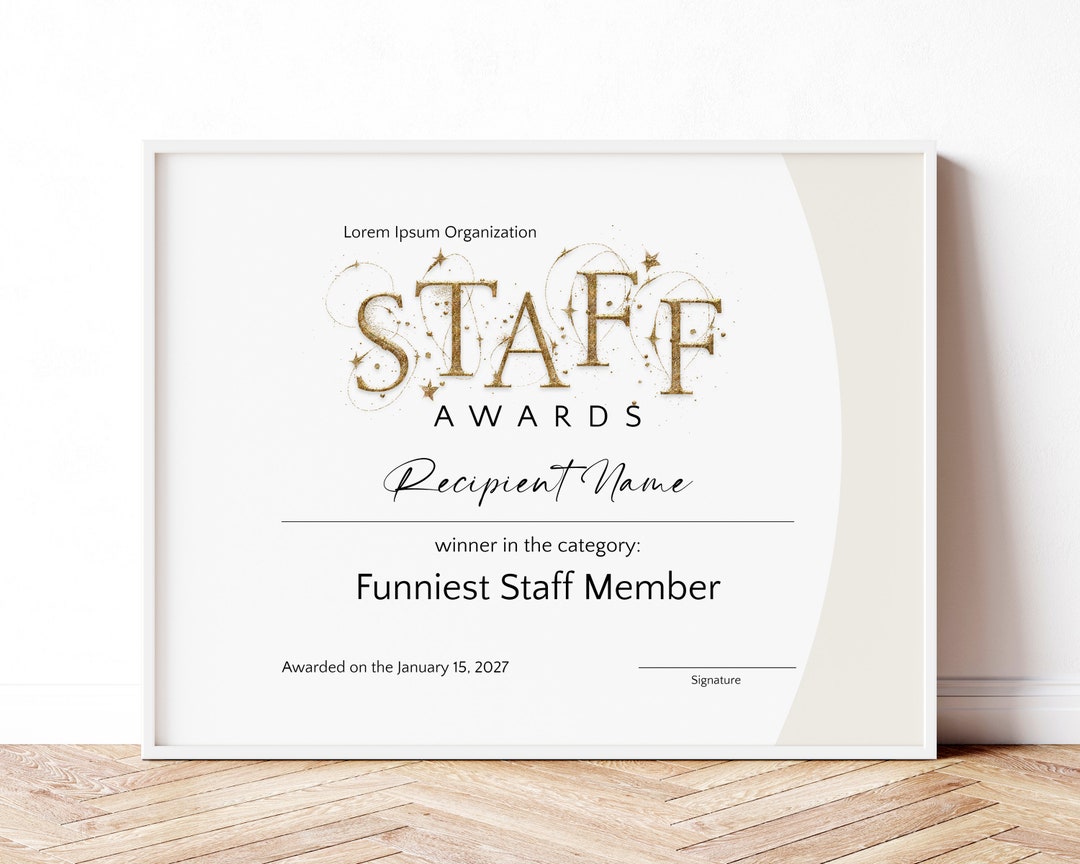 Best Staff Awards, Funniest Staff Member, EDITABLE Best Employee ...