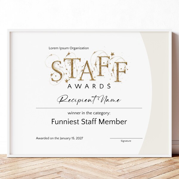 Employee Appreciation Awards Certificate - Etsy