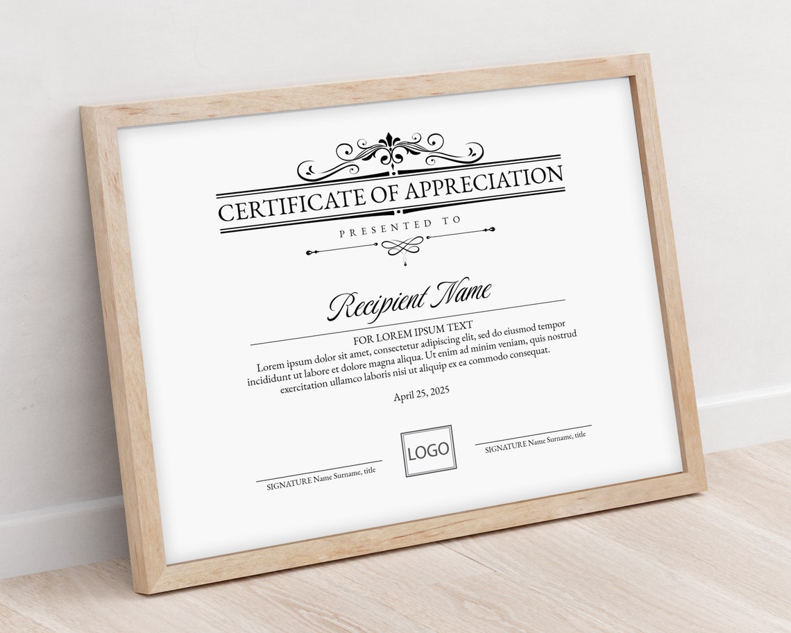 Certificate of Appreciation Editable Appreciation Certificate - Etsy