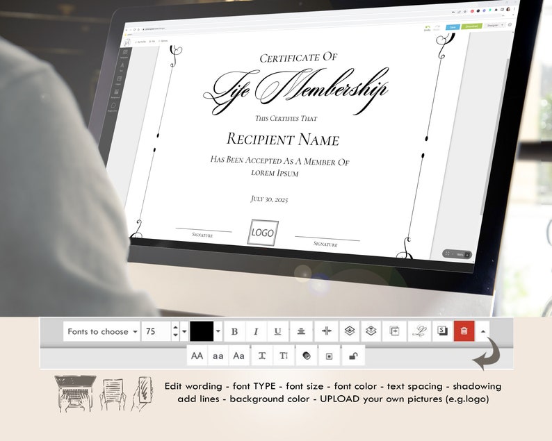 Life Membership Certificate Template Editable Printable | Etsy