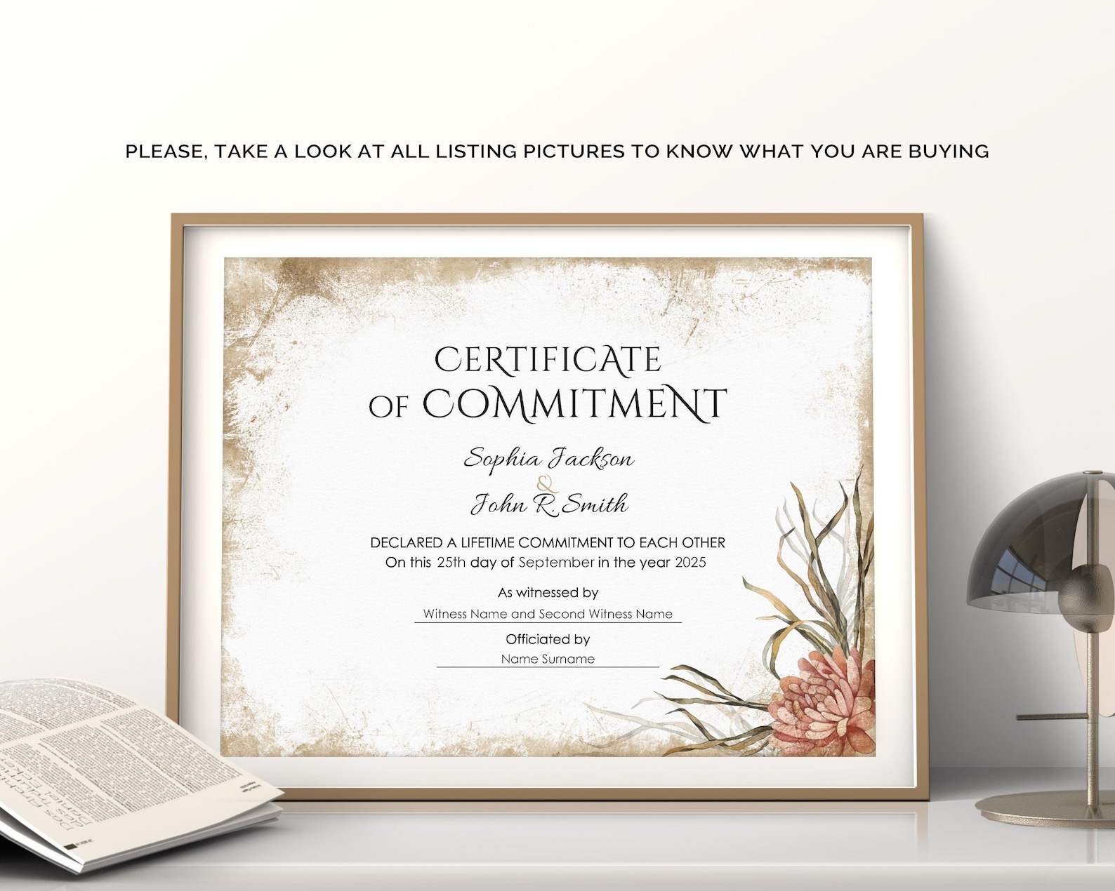 Editable Commitment Ceremony Certificate Template Printable | Etsy
