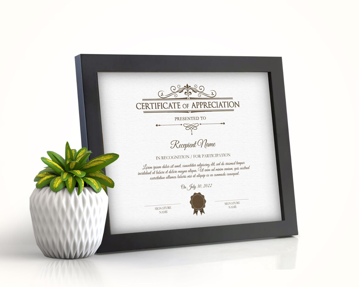 Certificate of Appreciation Editable Printable Certificate | Etsy
