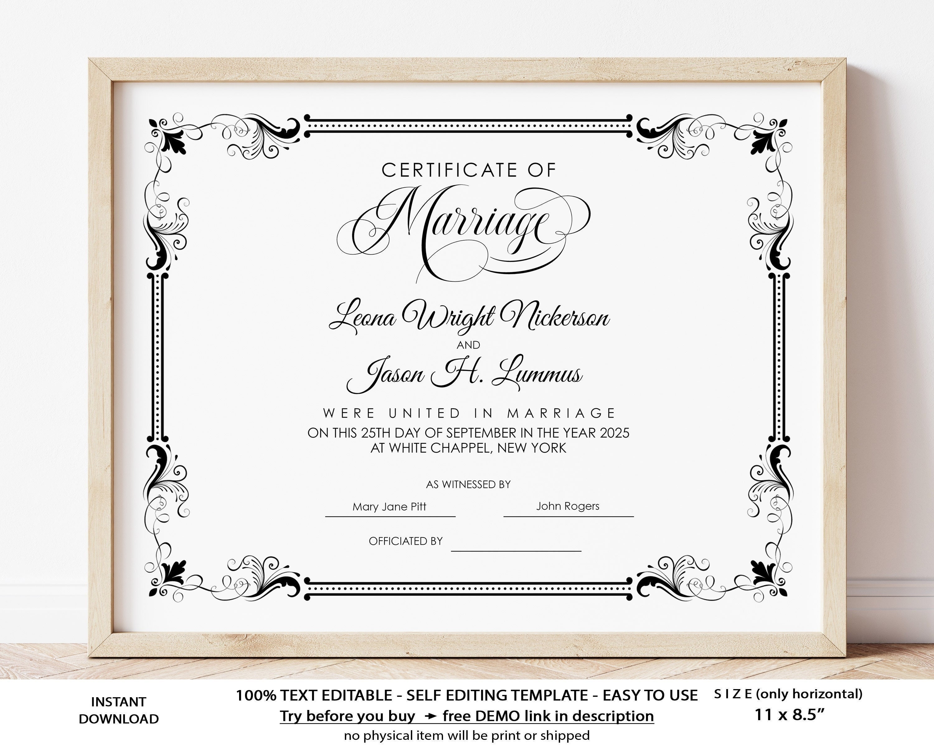Free Printable Marriage Certificate Template