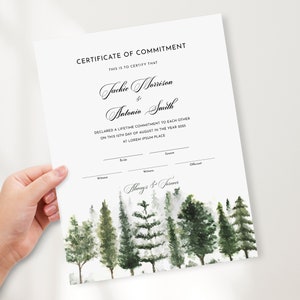 Commitment Ceremony Certificate Template, Editable Certificate of ...