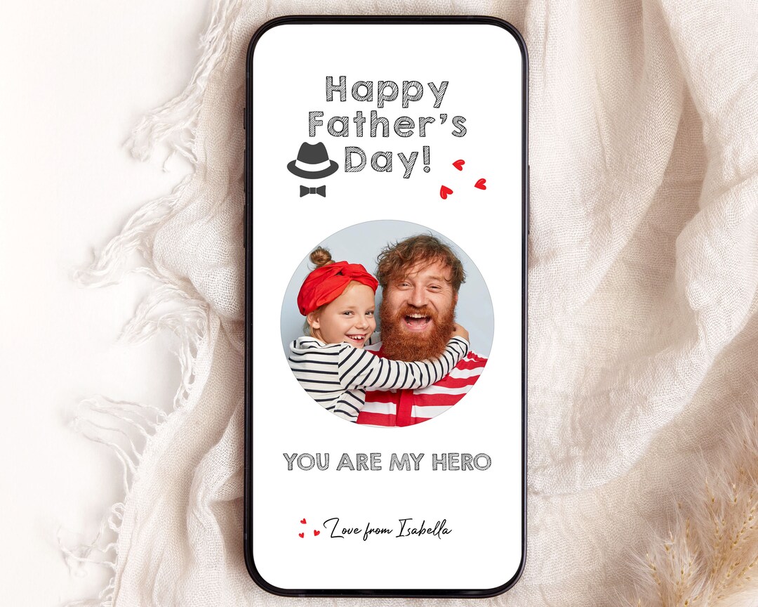 Happy Father's Day Electronic Card EDITABLE Photo Template Gift for ...