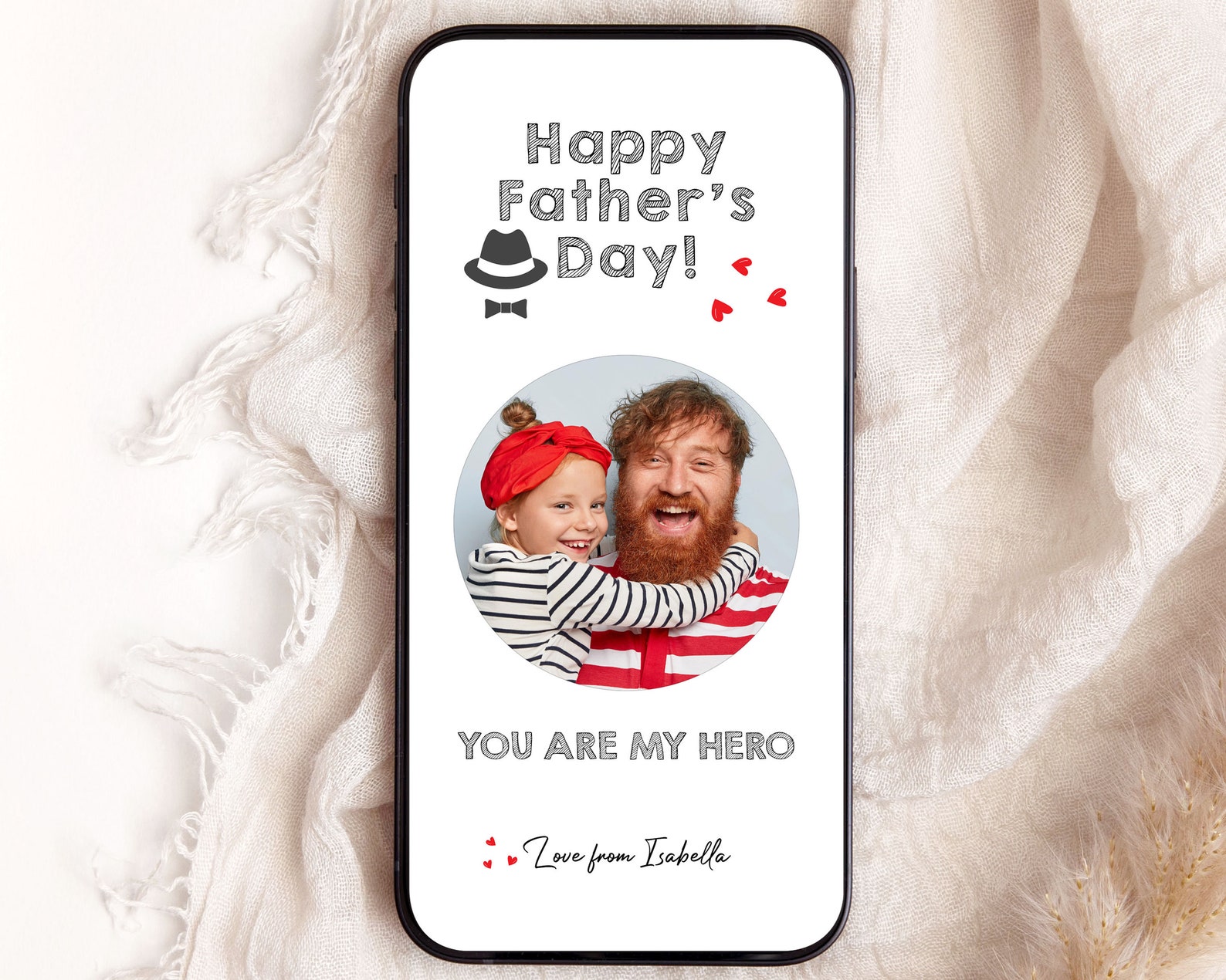 Happy Father's Day Electronic Card EDITABLE Photo Template Gift for ...