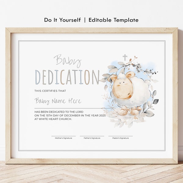 Christian Dedication Certificate - Etsy
