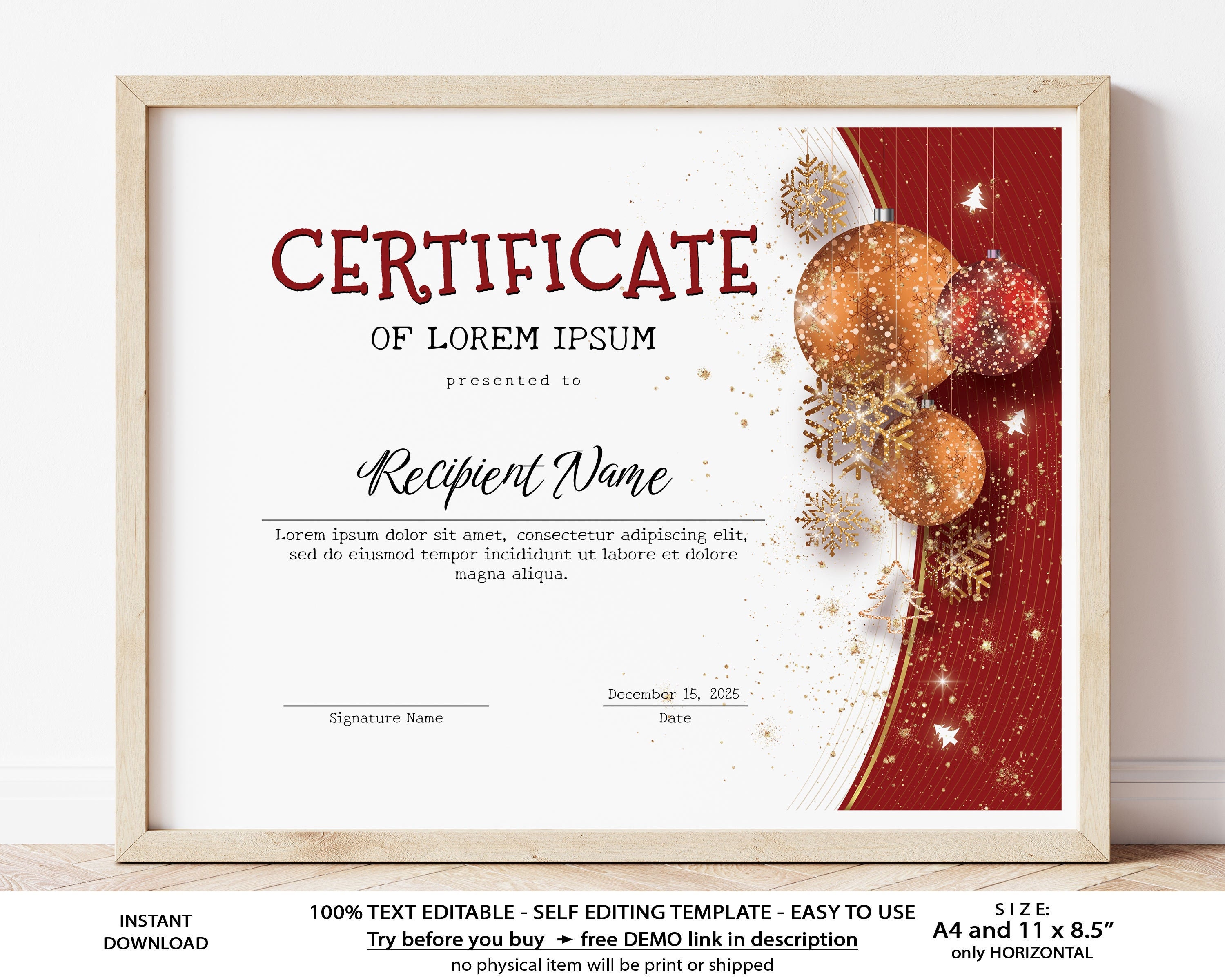 Christmas Award Certificate Templates