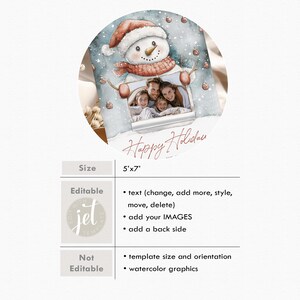 Editable Holiday Card Template, Snowman Christmas Photo Card ...