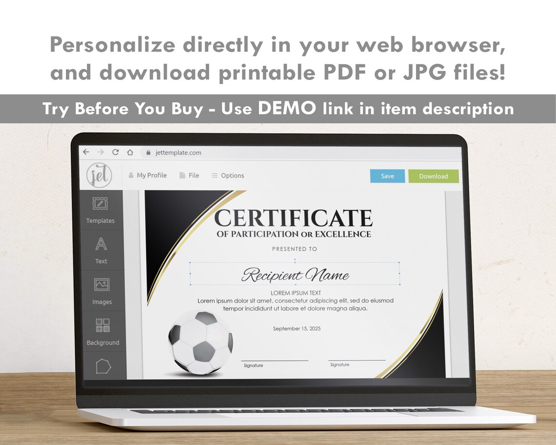 Editable Soccer Football Certificate Template Sports - Etsy