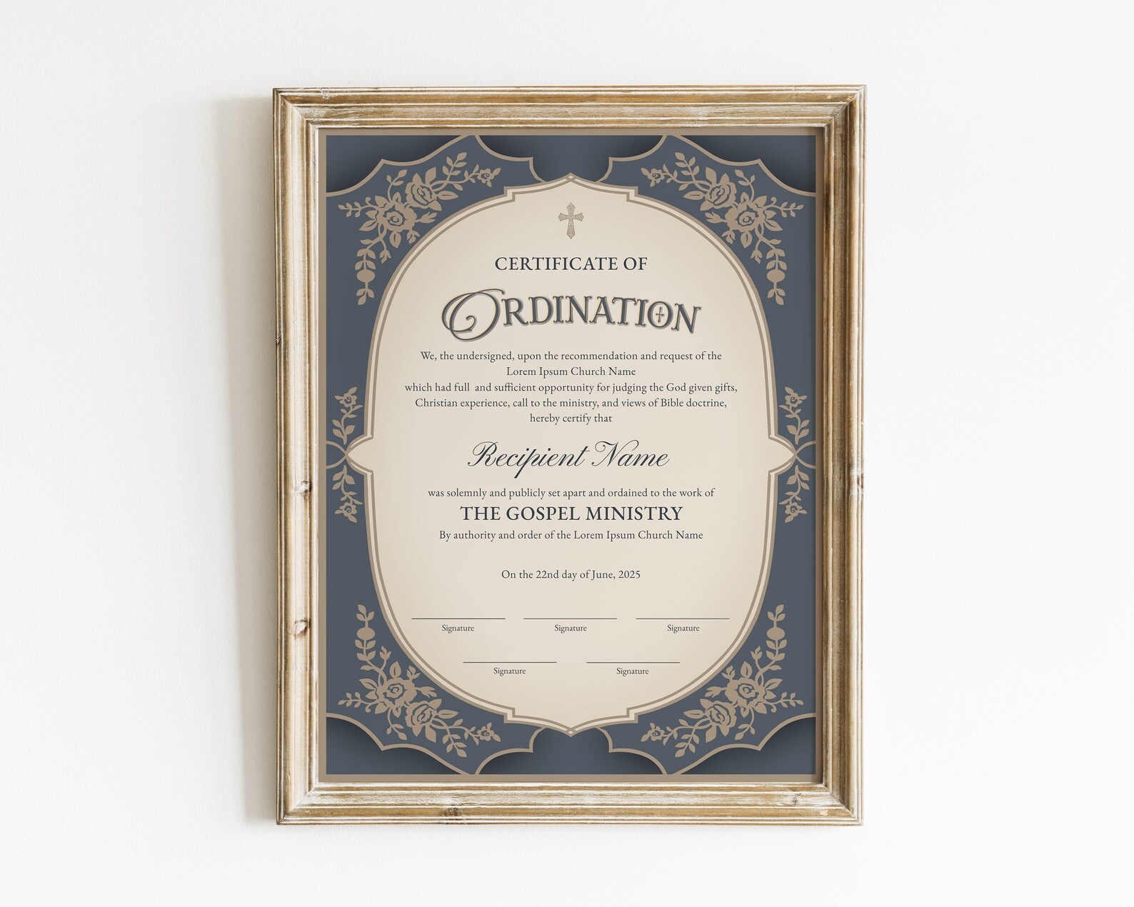 Editable Certificate of Ordination, Credential of Ministry, Vintage ...