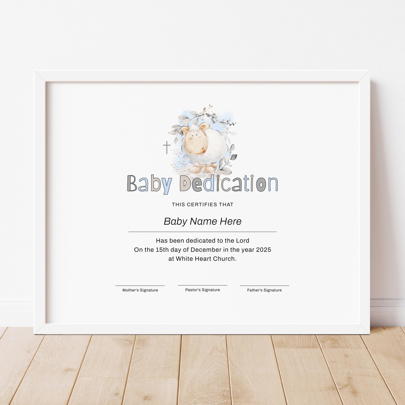 Baby Boy Dedication Editable Certificate Template Baby Presentation ...
