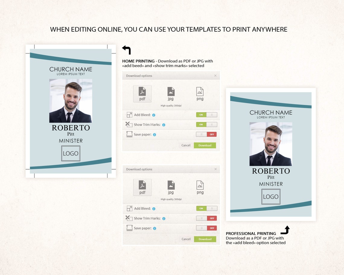 Editable Photo ID Card Template Custom Membership Card - Etsy