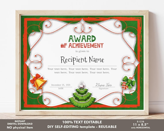 Christmas Certificate Template For Kids