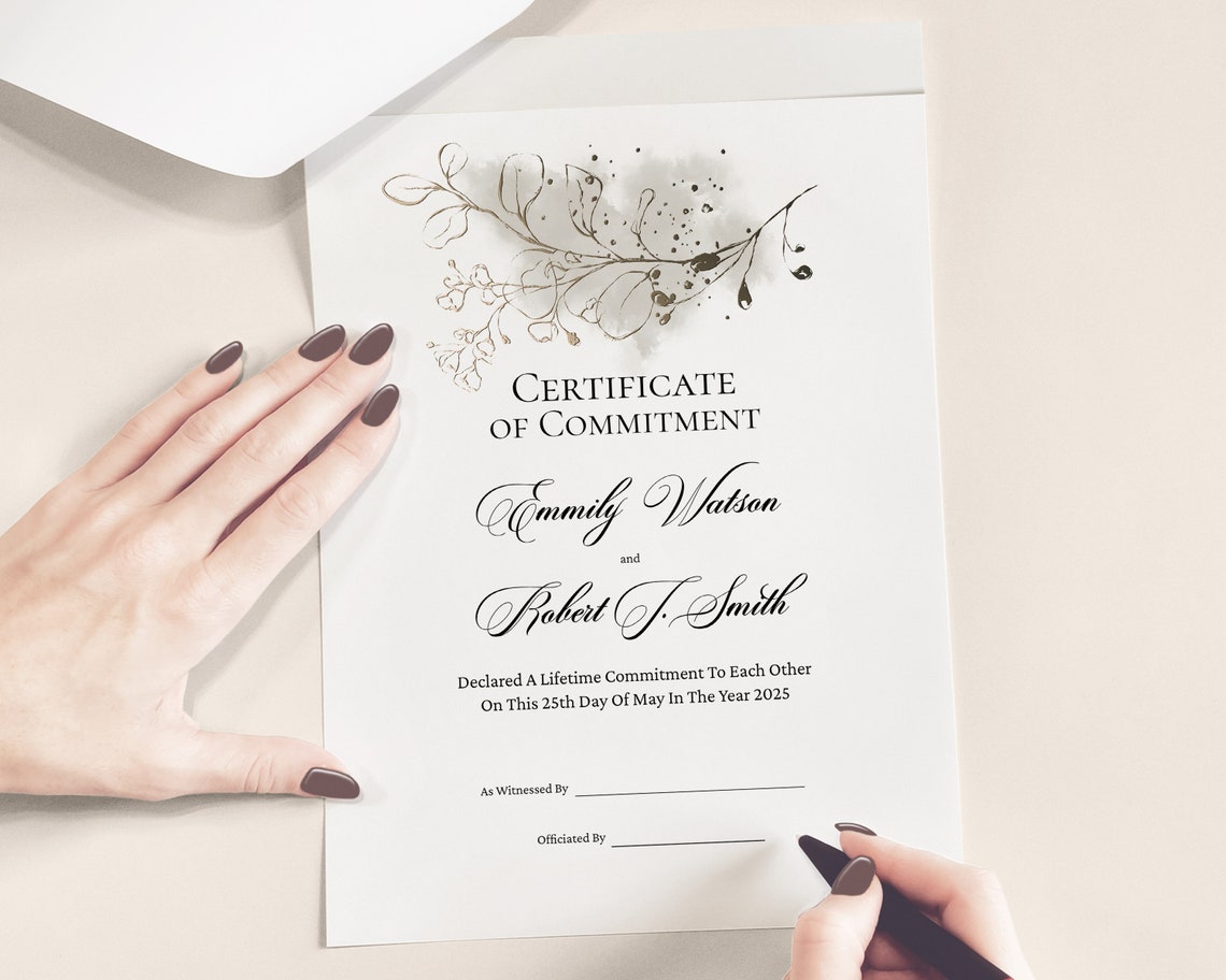 Editable Commitment Certificate Template Printable - Etsy