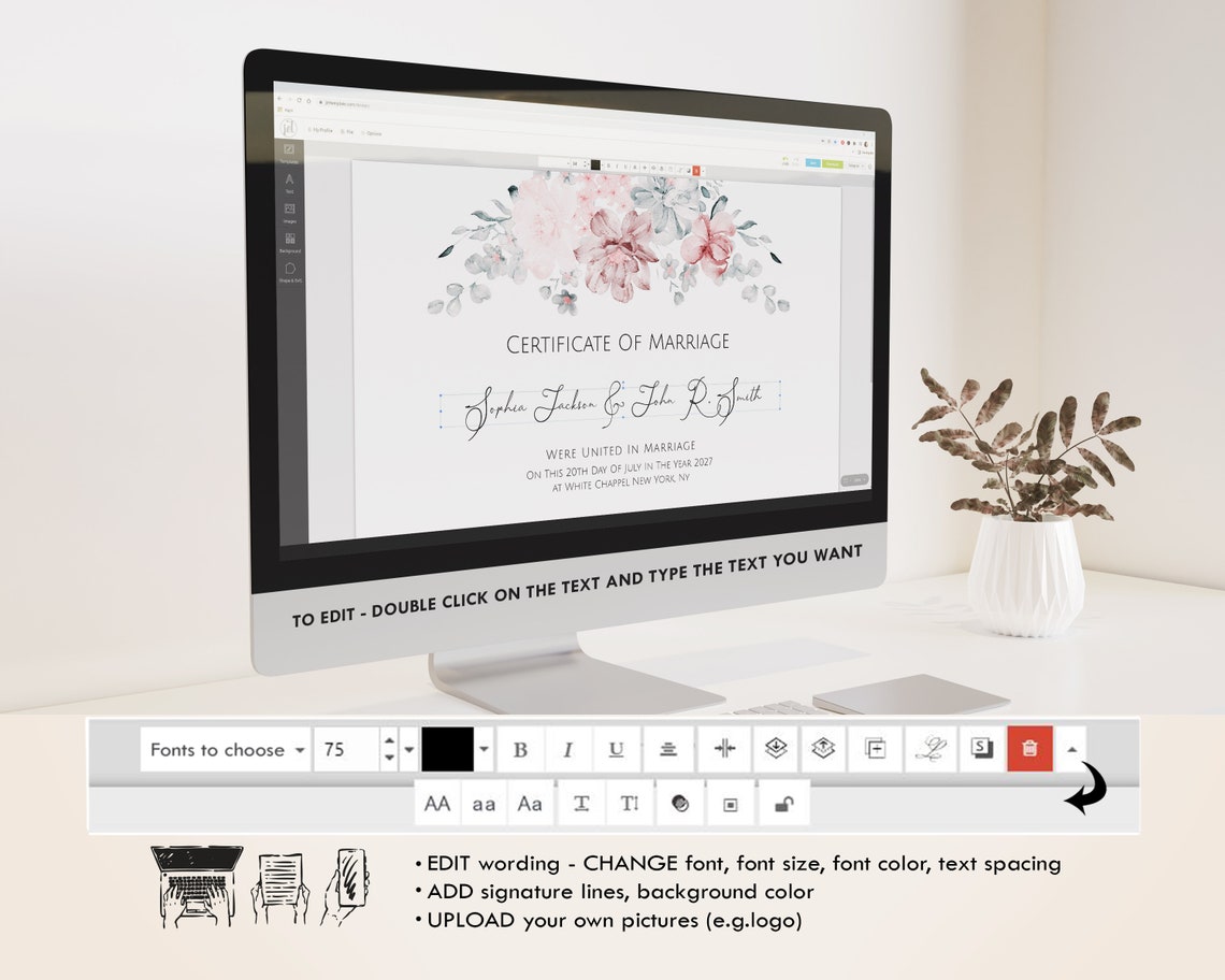 Editable Marriage Certificate Template Printable Wedding - Etsy