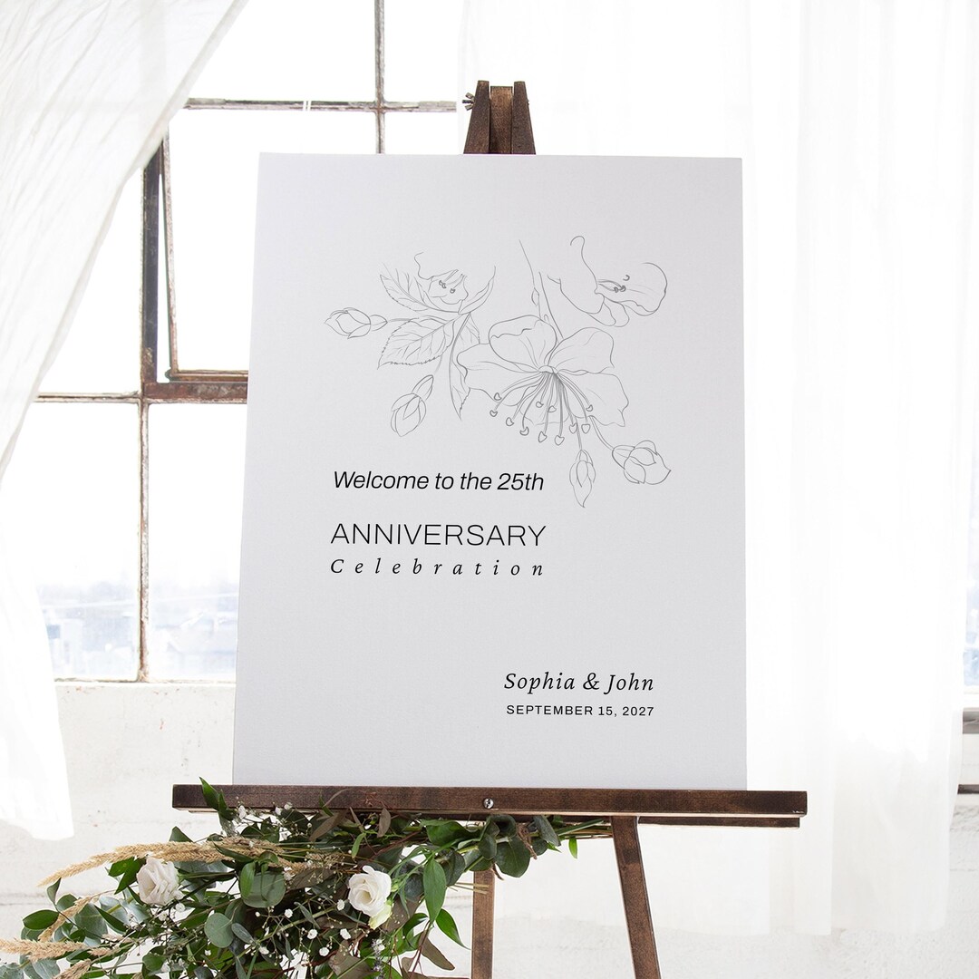 Editable Anniversary Welcome Sign Template, Vow Renewal Welcome Banner ...