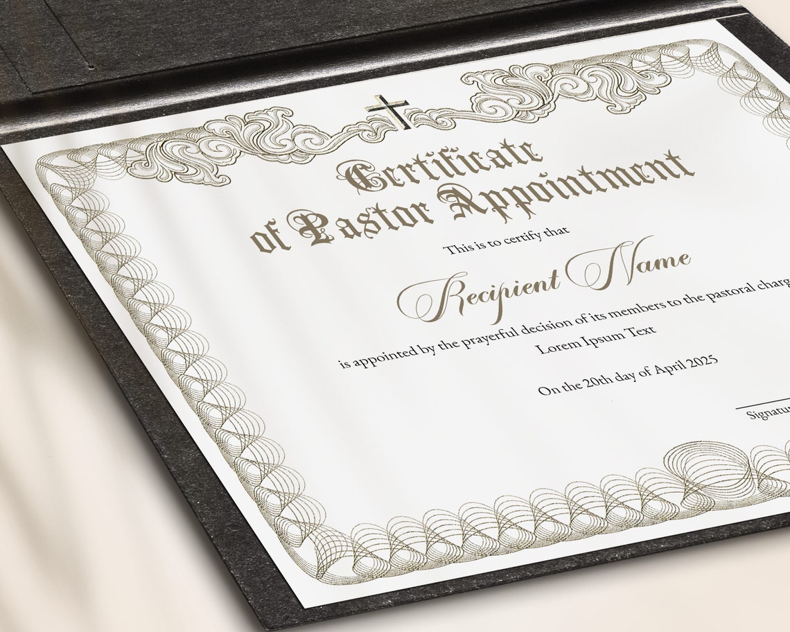 Editable Pastor Appointment Certificate Template Printable - Etsy.de