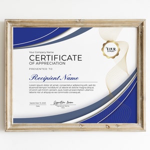 Modern Blue Certificate of Appreciation Printable Appreciation Award ...