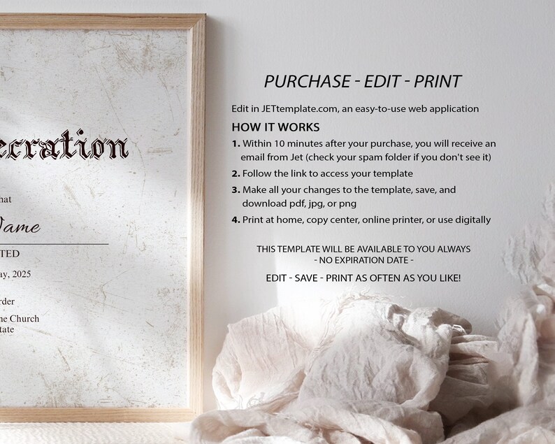 Editable Certificate of Consecration Template Printable - Etsy