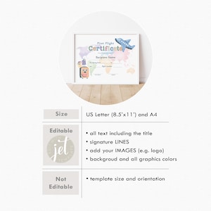 Editable My First Flight Certificate Template Award Certificate for ...